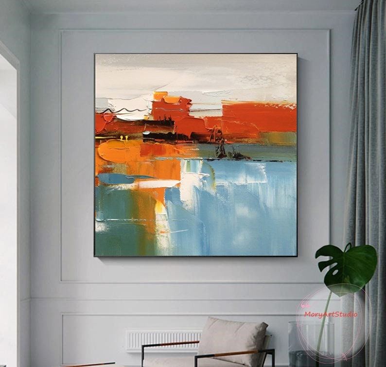 Modern Blue Abstract Painting Large Abstract Acrylic Painting - Etsy