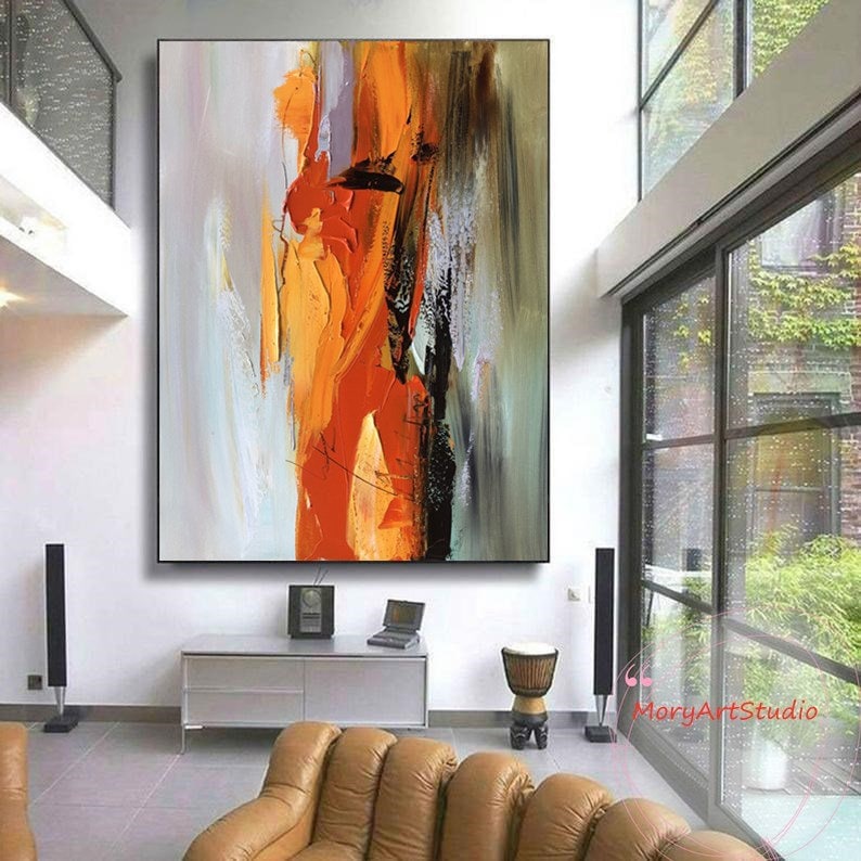 Original Abstract Orange Painting 3D Texture Art Palette - Etsy