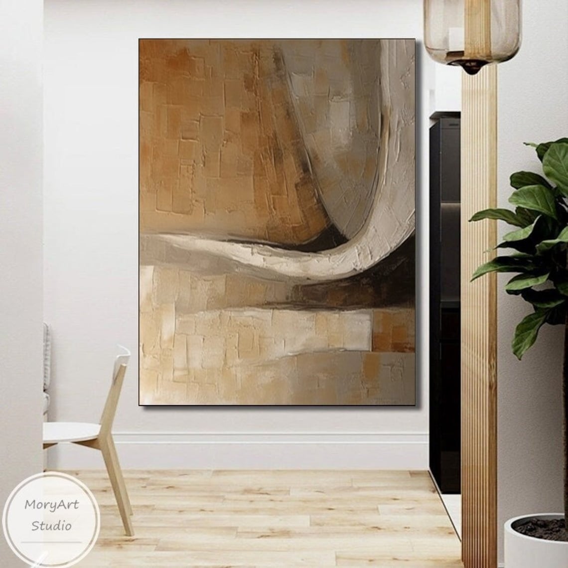 Large 3D Earth Tone Abstract Painting Modern Minimalist Brown Abstract ...