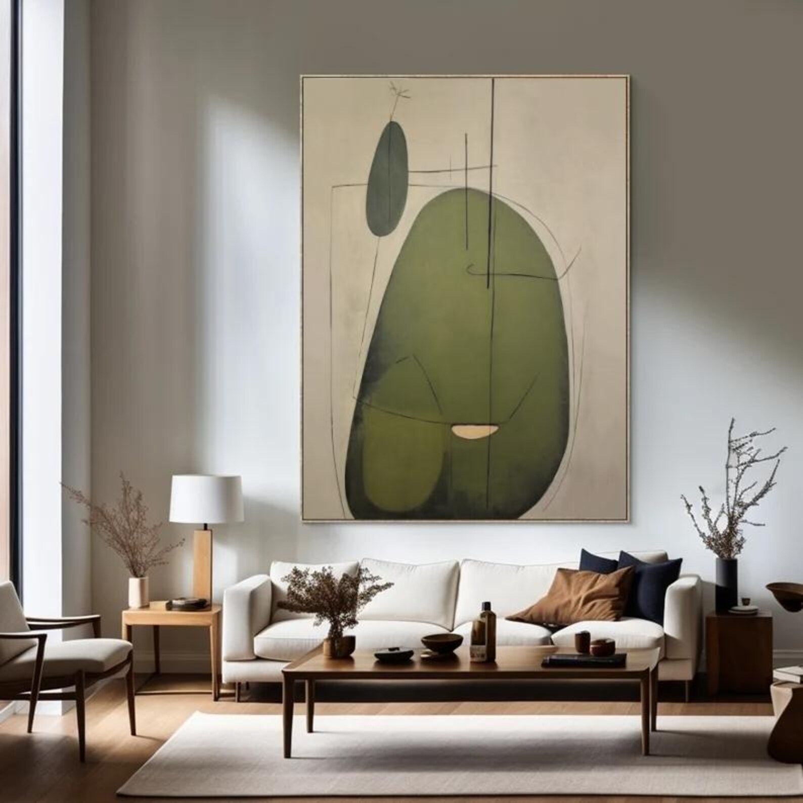 Extra Large Green Minimalism Wall Art Green Abstract Canvas Painting ...