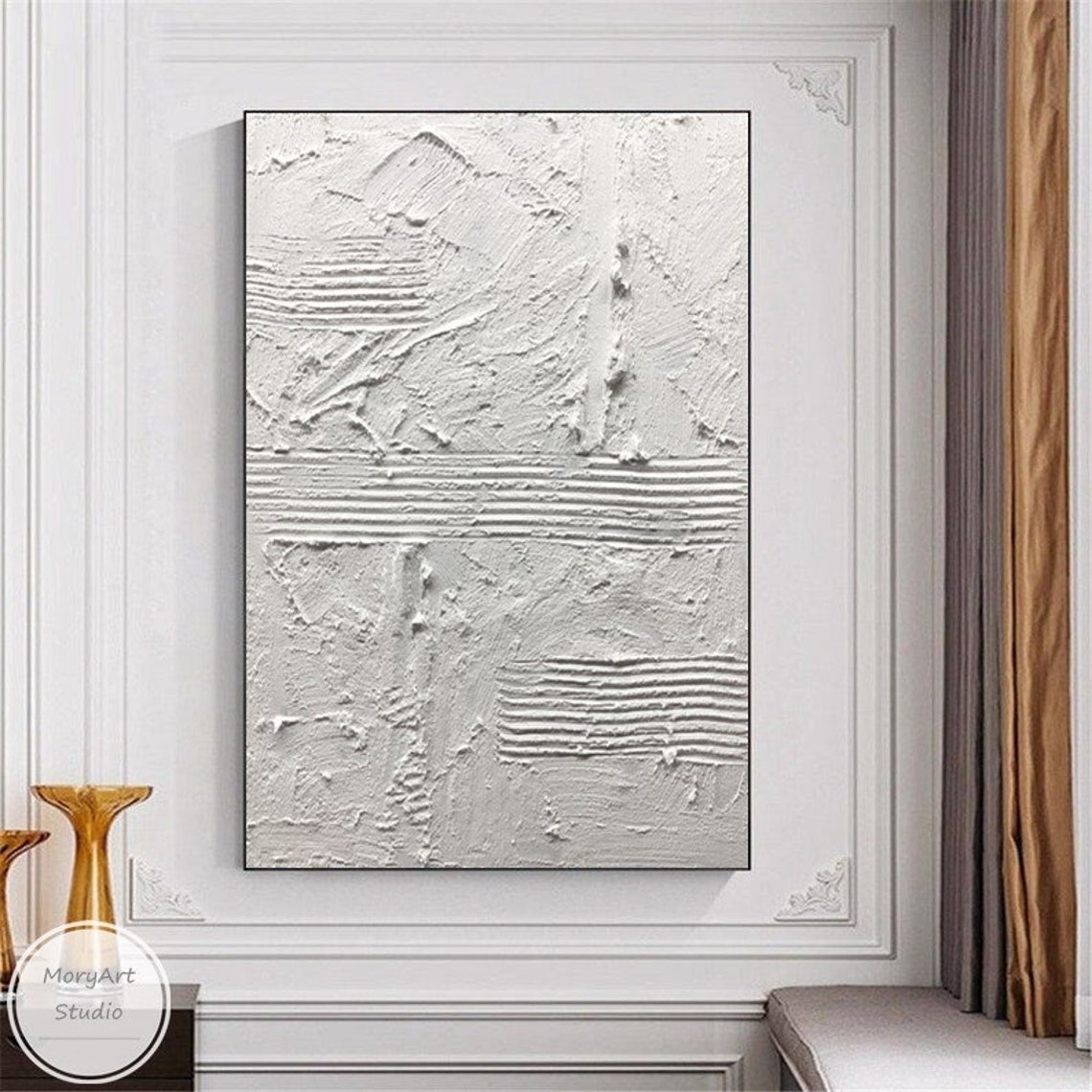 Large White Texture Wall Art White Acrylic Painting White - Etsy