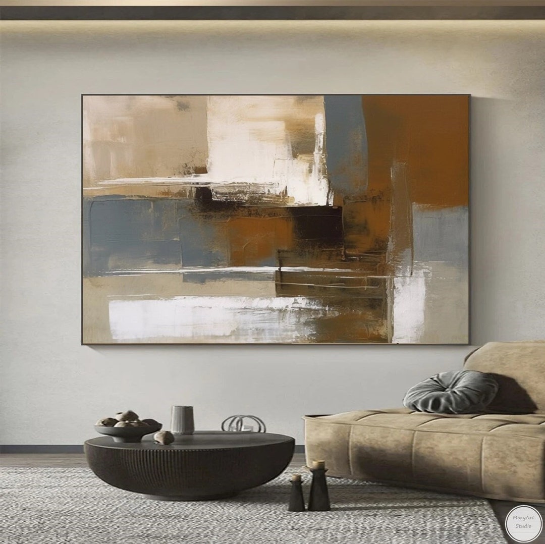 Large Original Brown Abstract Painting on Canvas Large Brown Bohemian ...