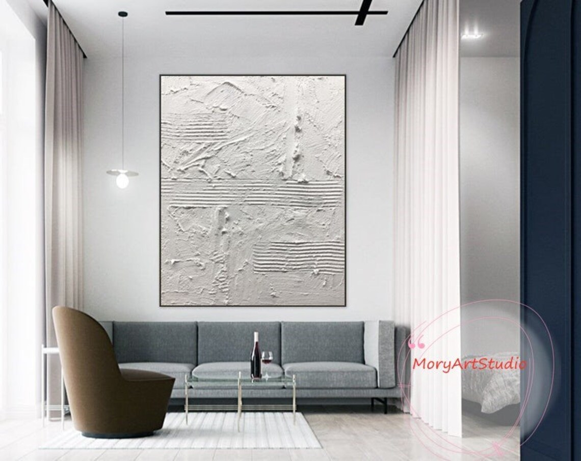 Large White Texture Wall Art White Acrylic Painting White - Etsy