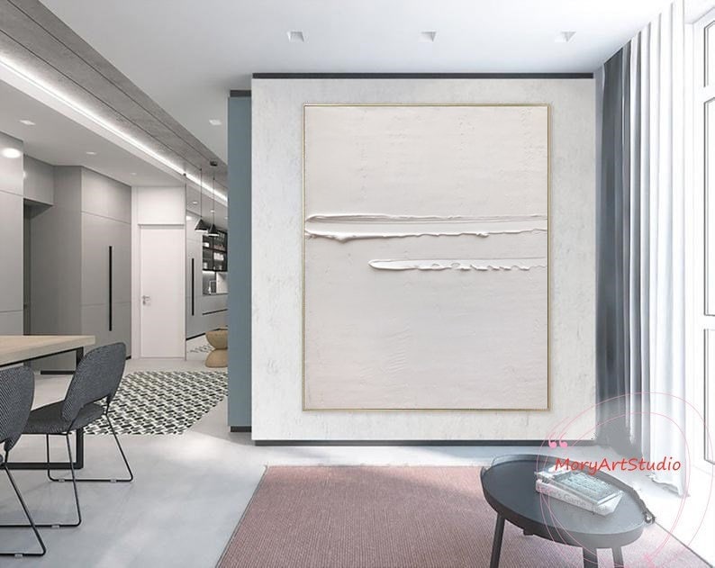 Large White Abstract Painting White Textured Wall Art Large White 3D ...