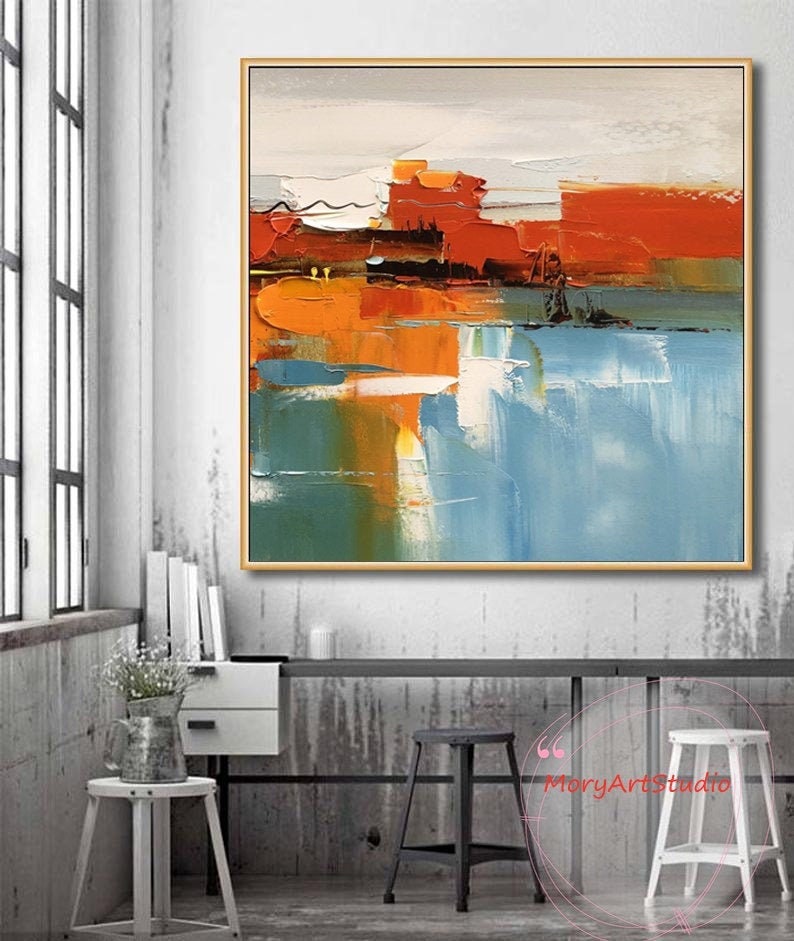 Modern Blue Abstract Painting Large Abstract Acrylic Painting - Etsy