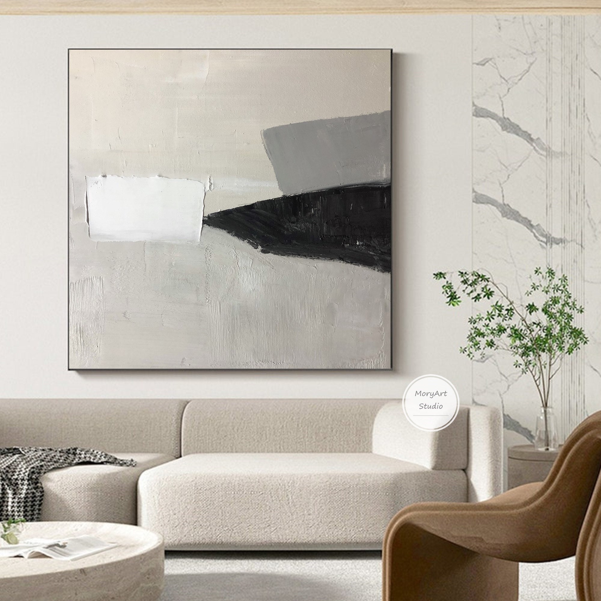 Large Original Grey Abstract Painting Nordic Minimalist Contemporary ...