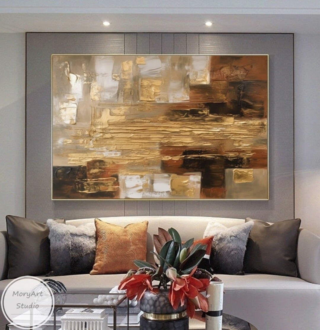 Extra Large Gold Textured Abstract Oil Painting Original Brown Gold ...