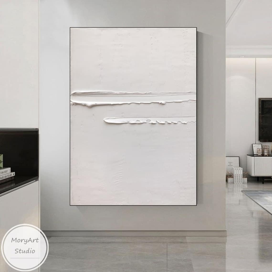 Large White Abstract Painting White Textured Wall Art Large - Etsy