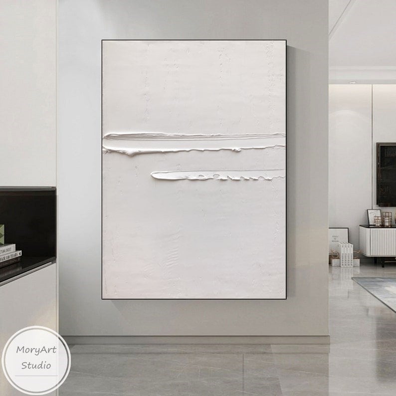 Large White Abstract Painting White Textured Wall Art Large White 3D ...