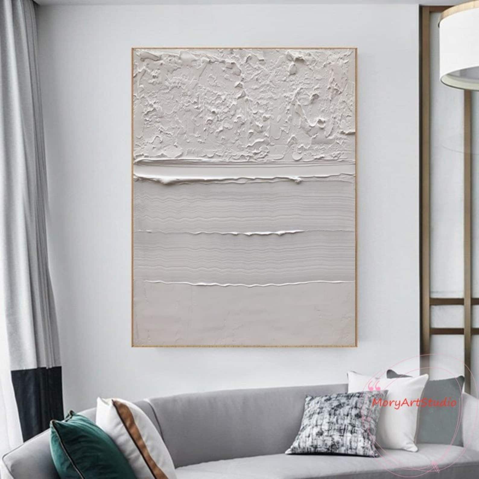 Large Minimalist White Abstract Painting White Modern 3D - Etsy