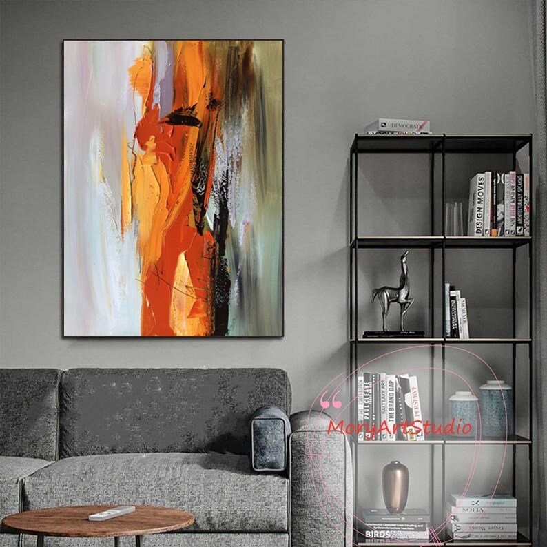 Original Abstract Orange Painting 3D Texture Art Palette - Etsy