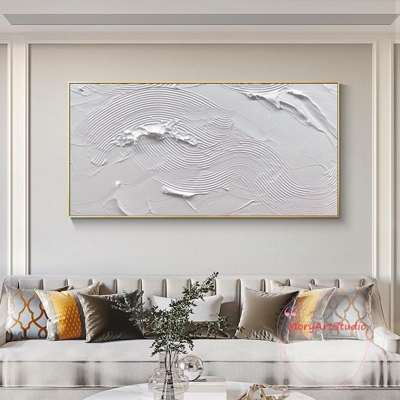 Original White Abstract Painting 3D White Textured Painting Large White ...