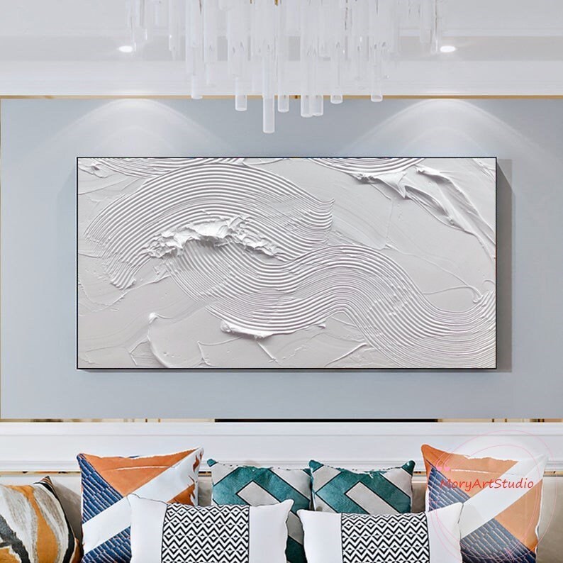 Original White Abstract Painting 3D White Textured Painting Large White ...