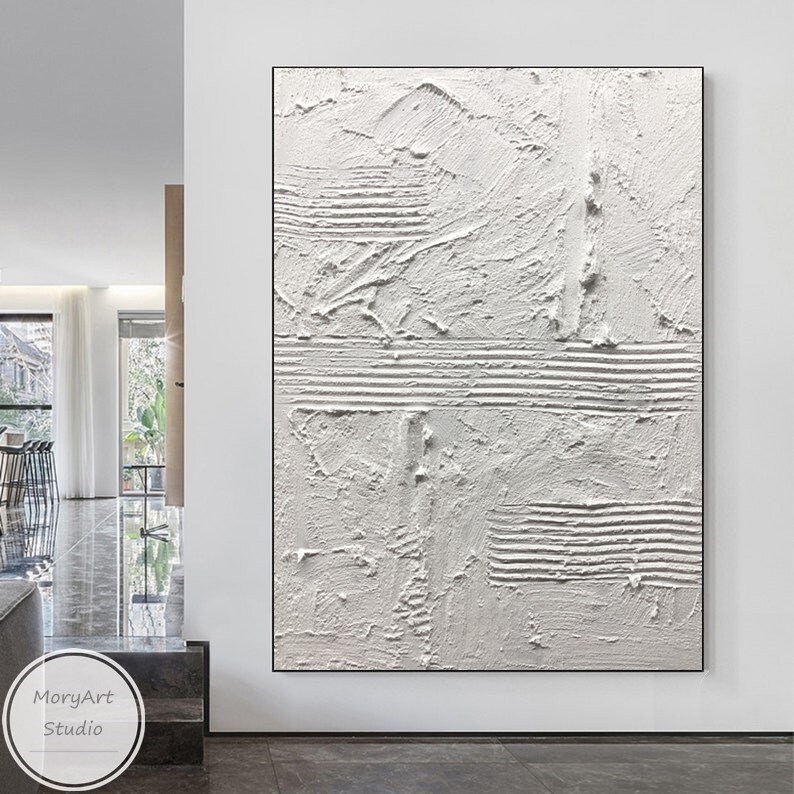 Large White Texture Wall Art White Acrylic Painting White - Etsy