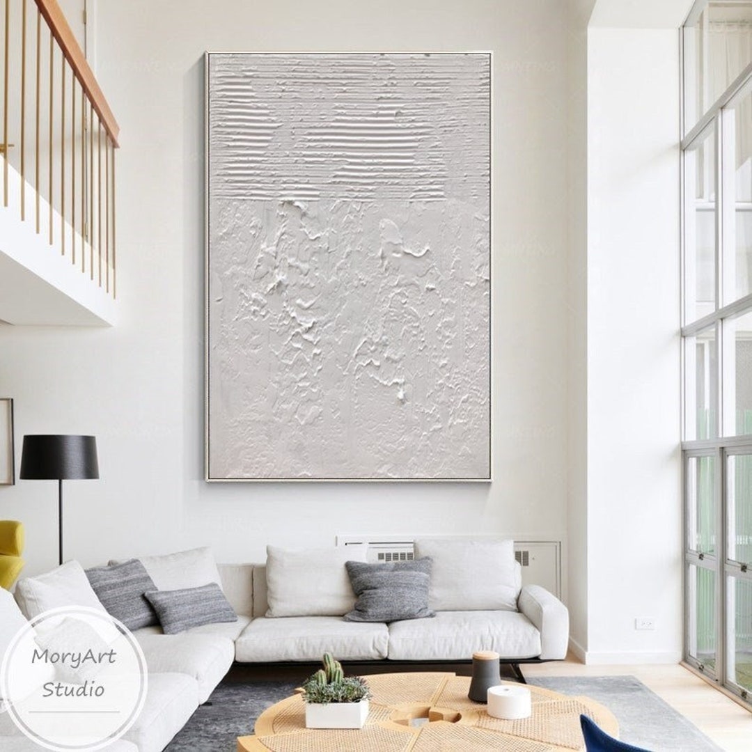 Extra Large Original White Rich Texture Painting Modern Art Loft Style ...