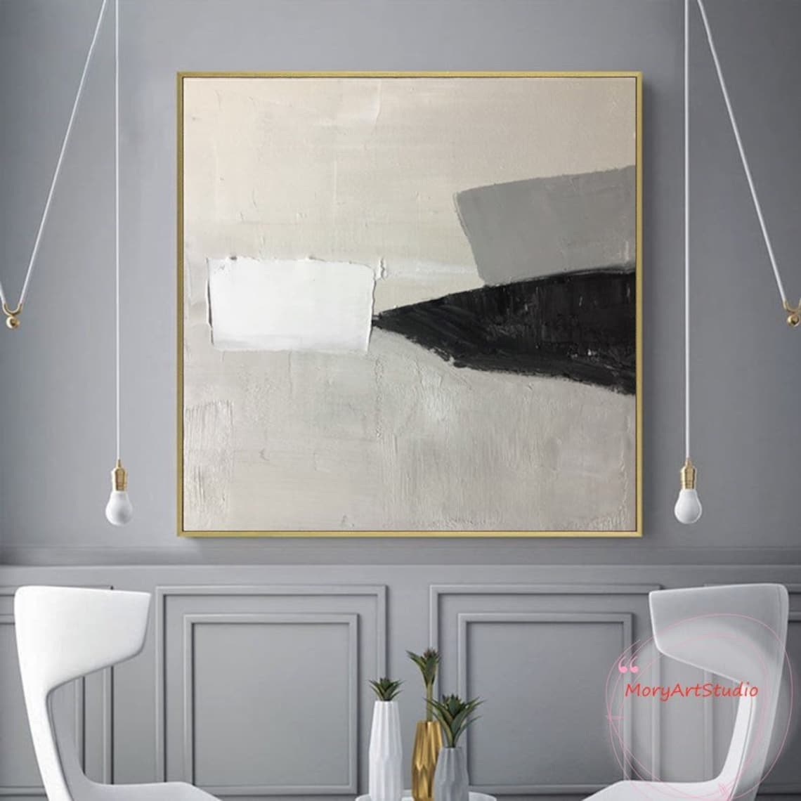 Large Original Grey Abstract Painting Nordic Minimalist Contemporary ...