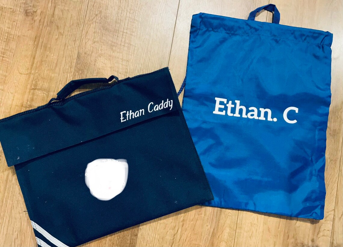 Iron on Vinyl Book Bag Name Tag School Back Pack ETC Vinyl - Etsy UK