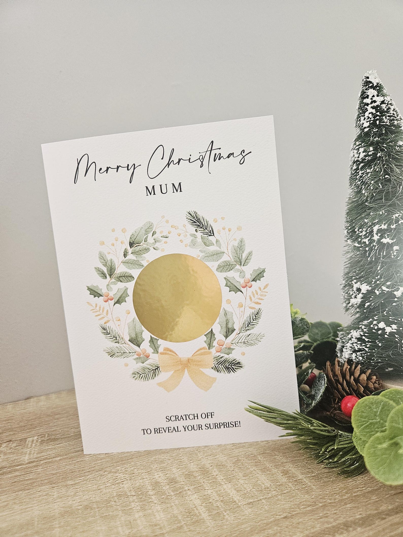 Christmas Scratch Card, Gift Reveal, Wreath Design, Christmas 2025 - Etsy