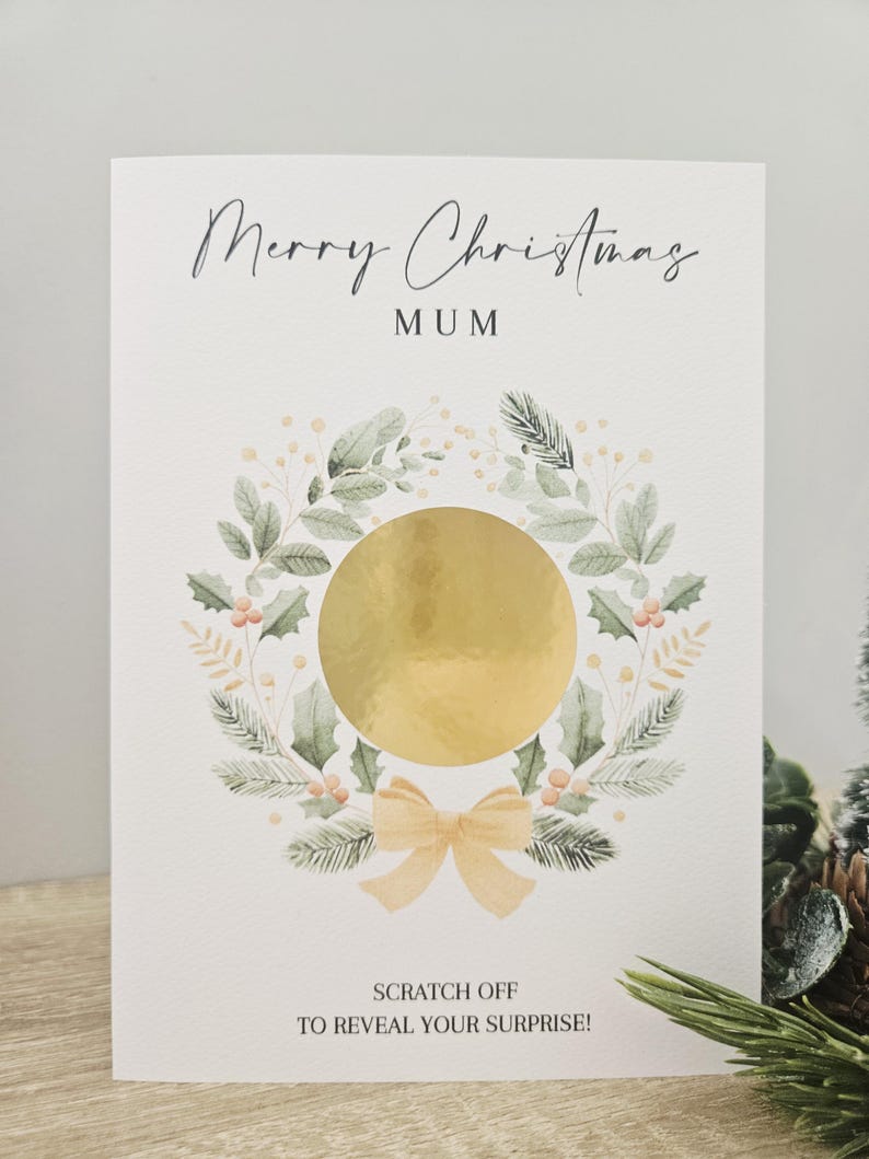 Christmas Scratch Card, Gift Reveal, Wreath Design, Christmas 2025 - Etsy