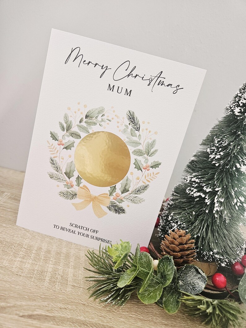 Christmas Scratch Card, Gift Reveal, Wreath Design, Christmas 2025 - Etsy
