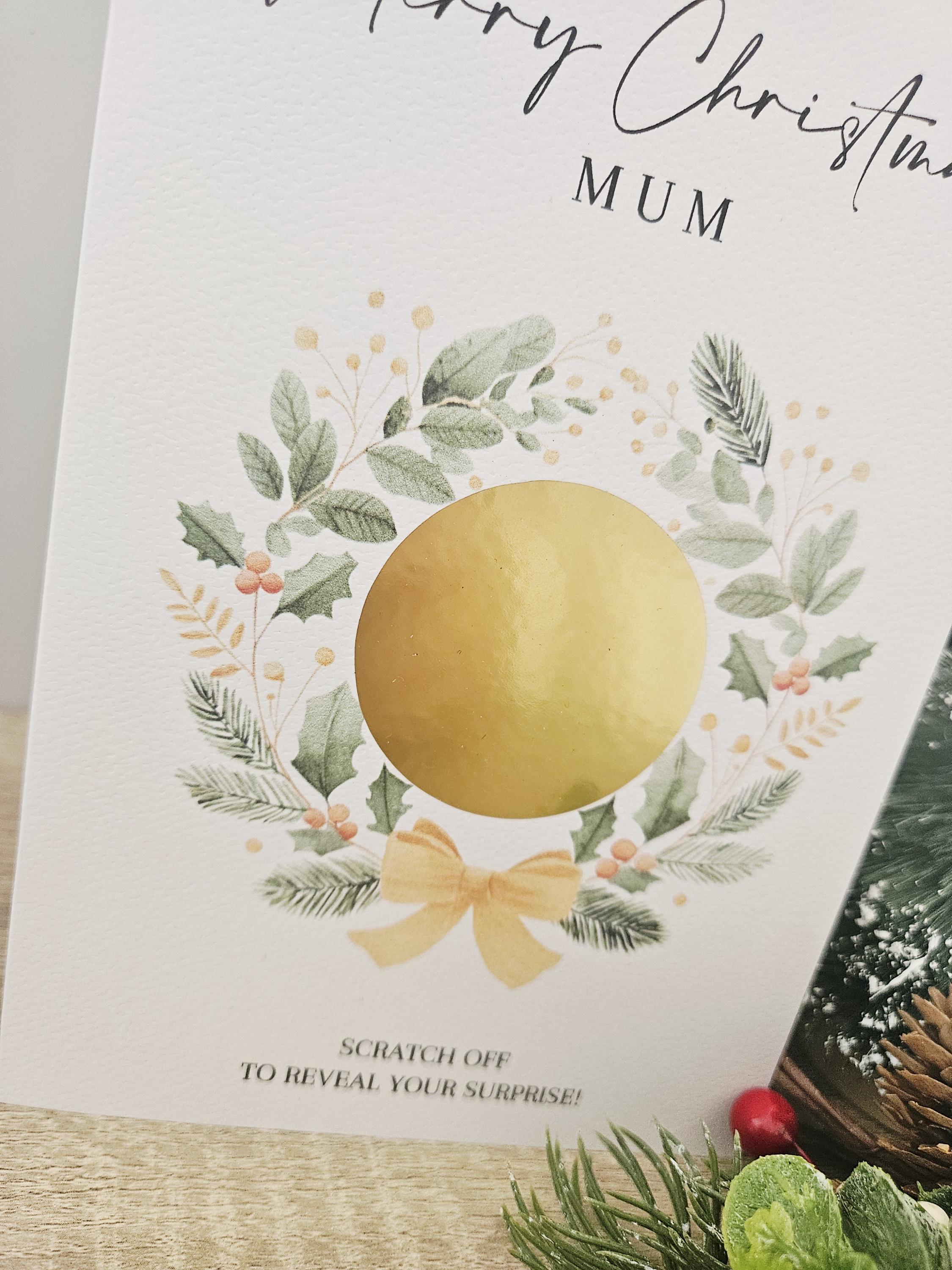 Christmas Scratch Card, Gift Reveal, Wreath Design, Christmas 2025 - Etsy
