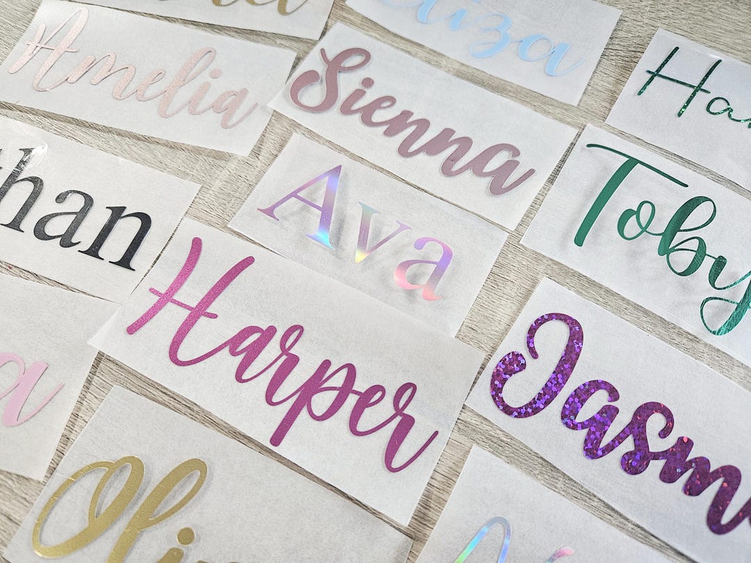 Iron on Vinyl Names Any Word, Name, Number, Occasion, Decal Sticker for ...