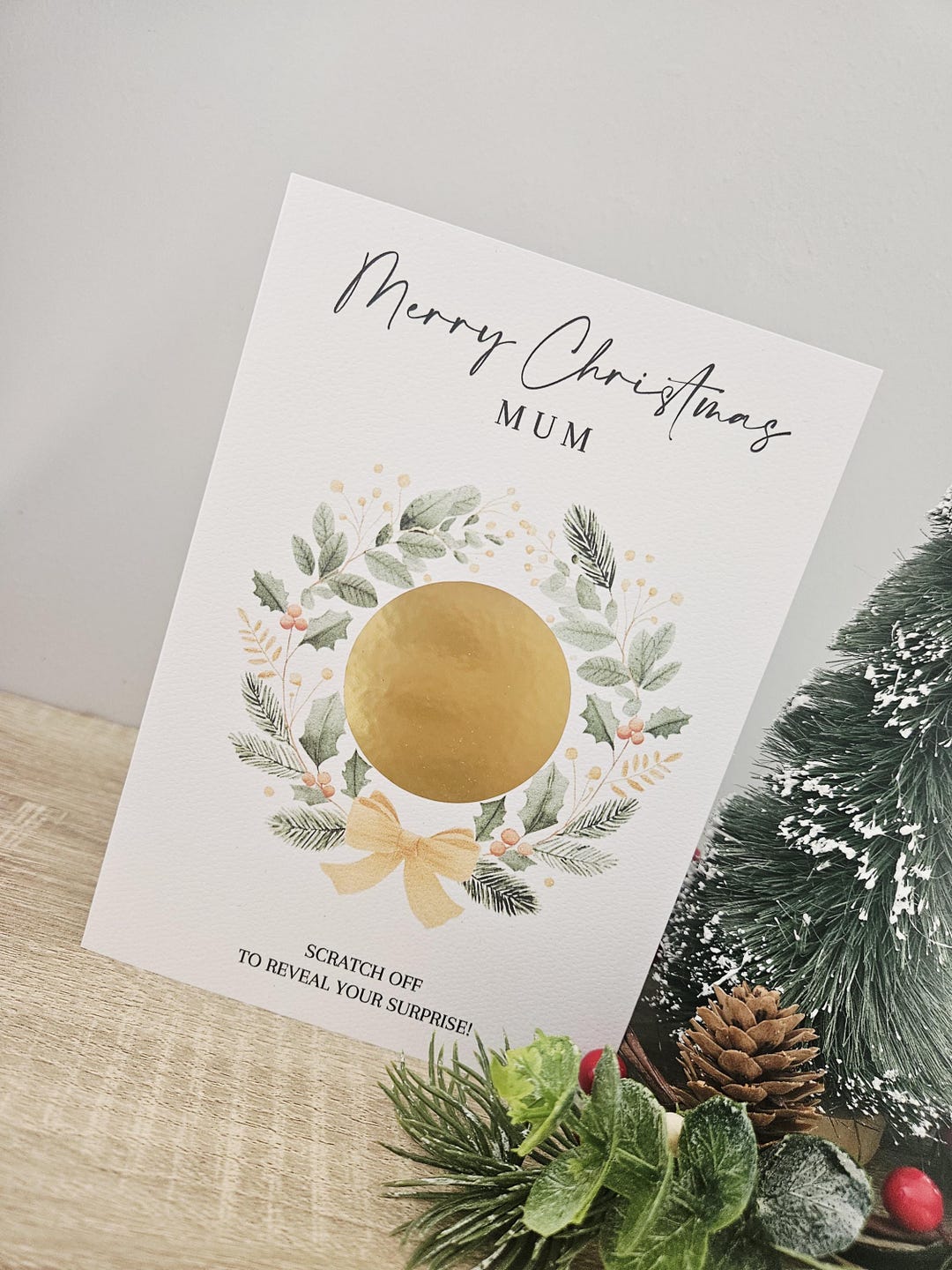 Christmas Scratch Card, Gift Reveal, Wreath Design, Christmas 2025 - Etsy