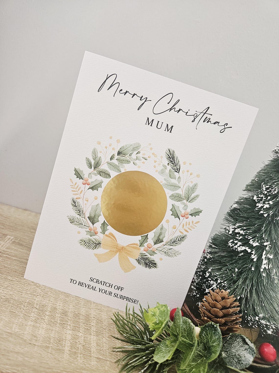 Christmas Scratch Card, Gift Reveal, Wreath Design, Christmas 2025 - Etsy