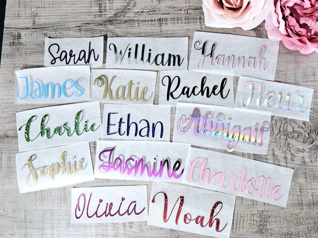 Iron on Vinyl Names HTV Any Word Decal Sticker for Fabric Tshirts Make ...