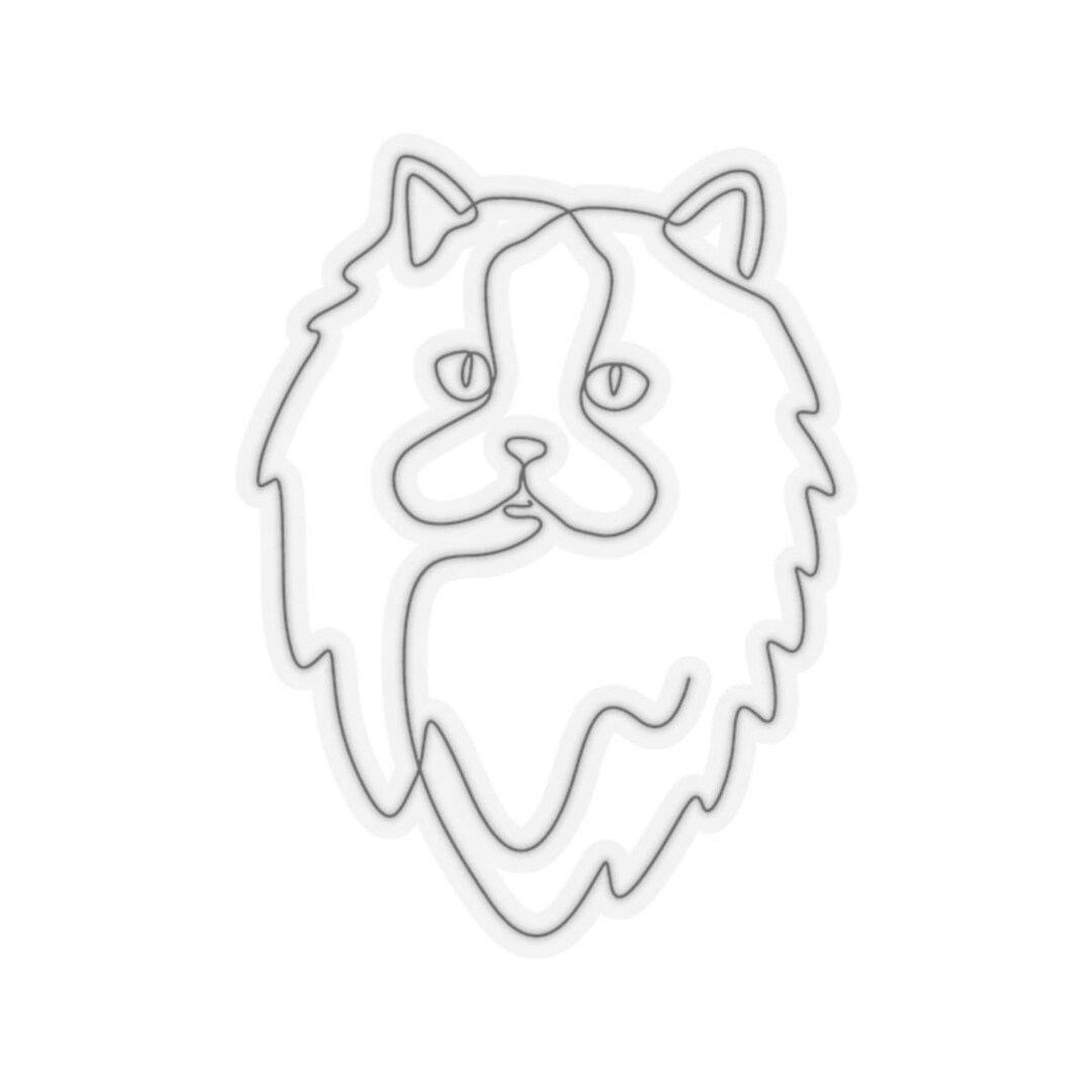Cat Line Art Kiss-cut Sticker, Design 13 - Etsy