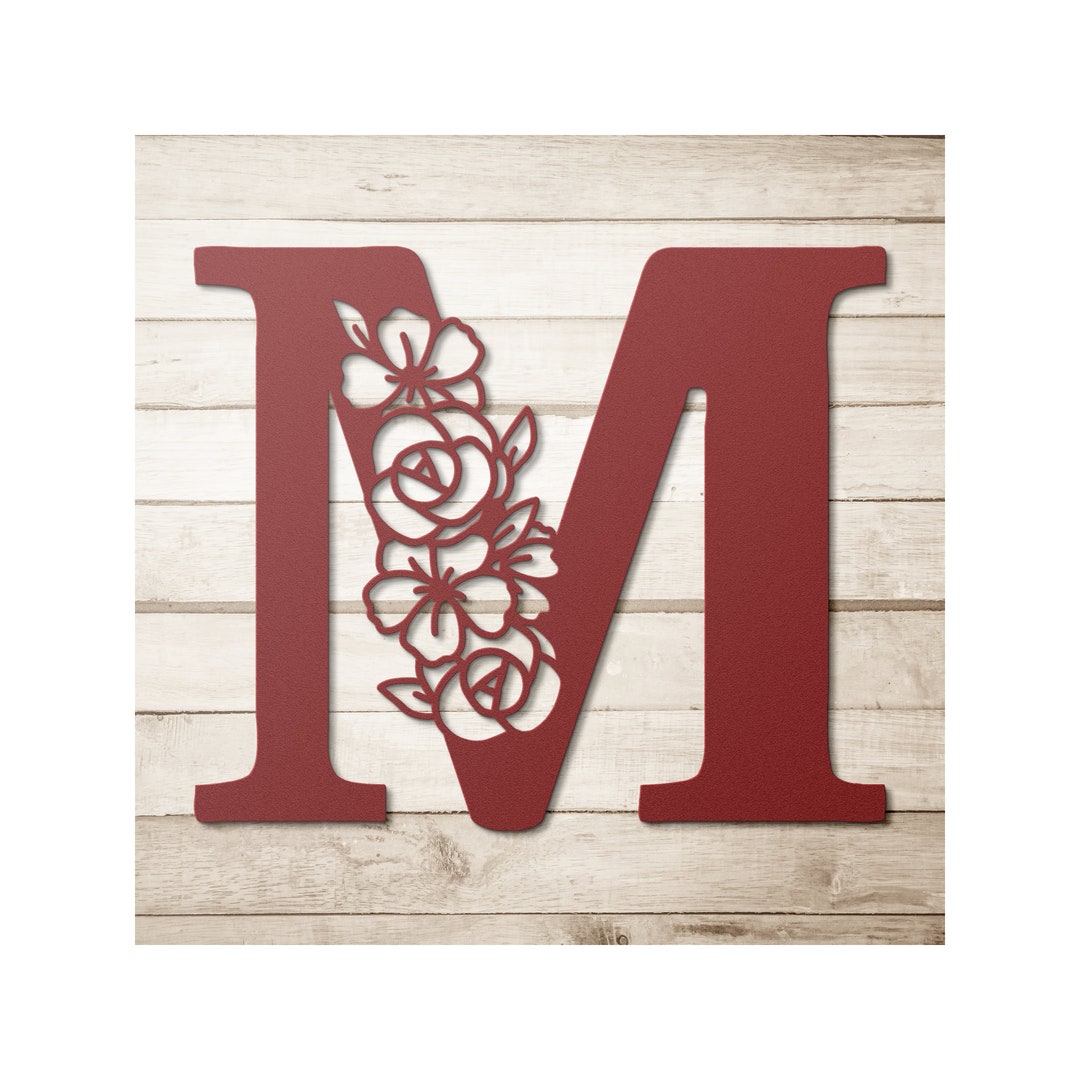 Letter "m" Floral Metal Wall Art, Home Decor "m" Wall Art, Large House ...
