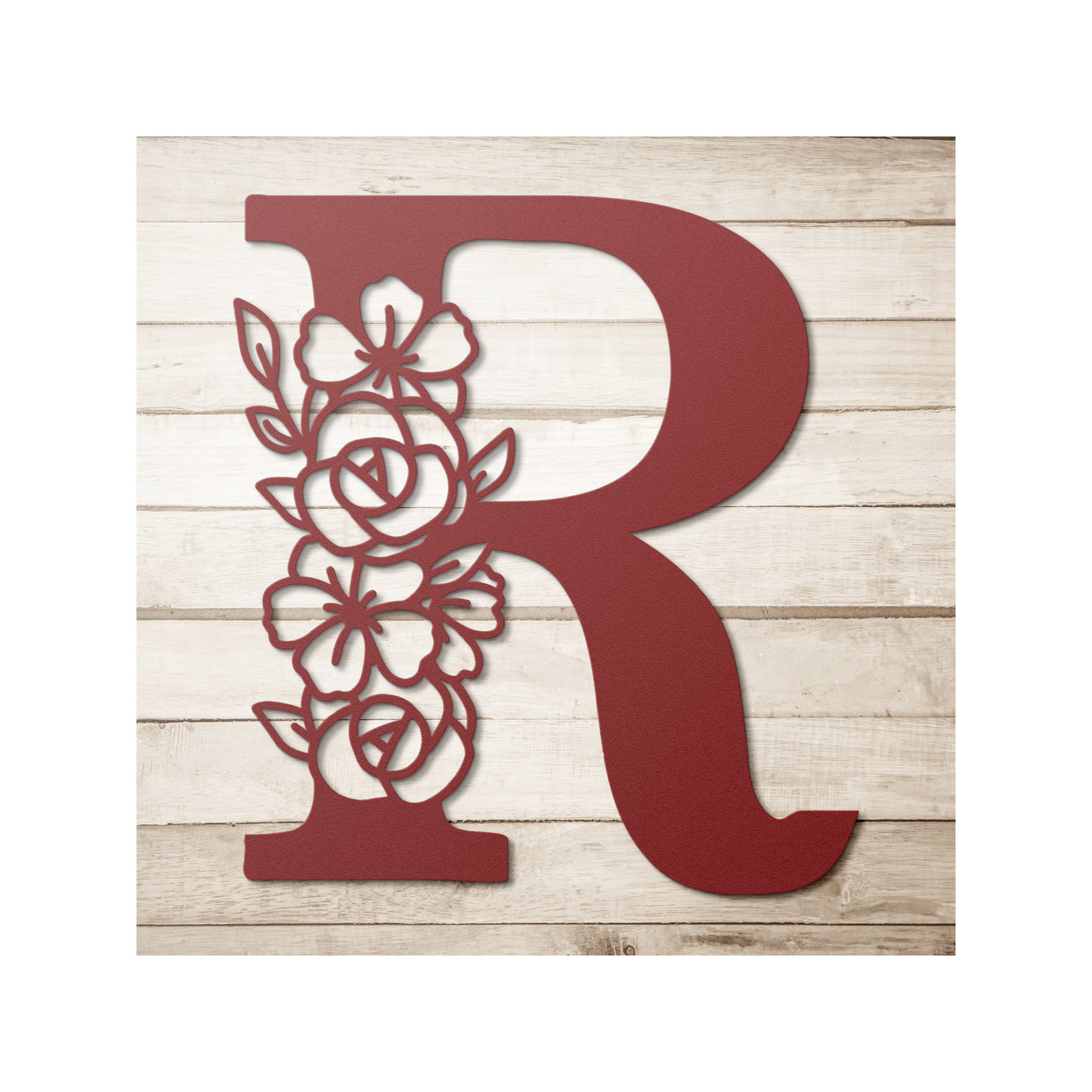 Floral Metal Letter "r" Wall Art: Powder Coated Home Decor - Etsy