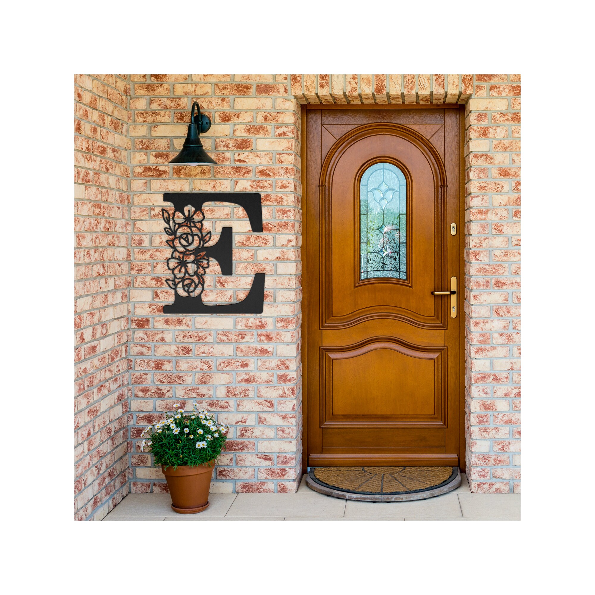 Letter e Floral Metal Wall Art, Home Decor e Wall Art, Large House ...