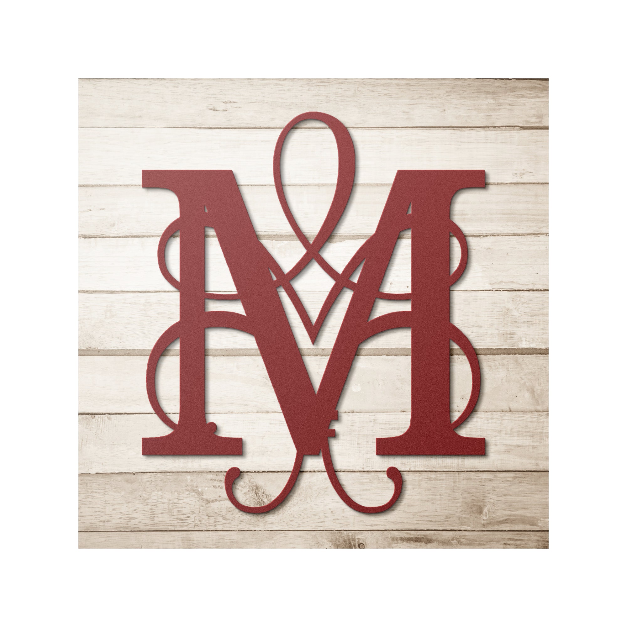 Letter "m" Roman Flourish Letter Metal Wall Art, Home Decor "m" Wall ...