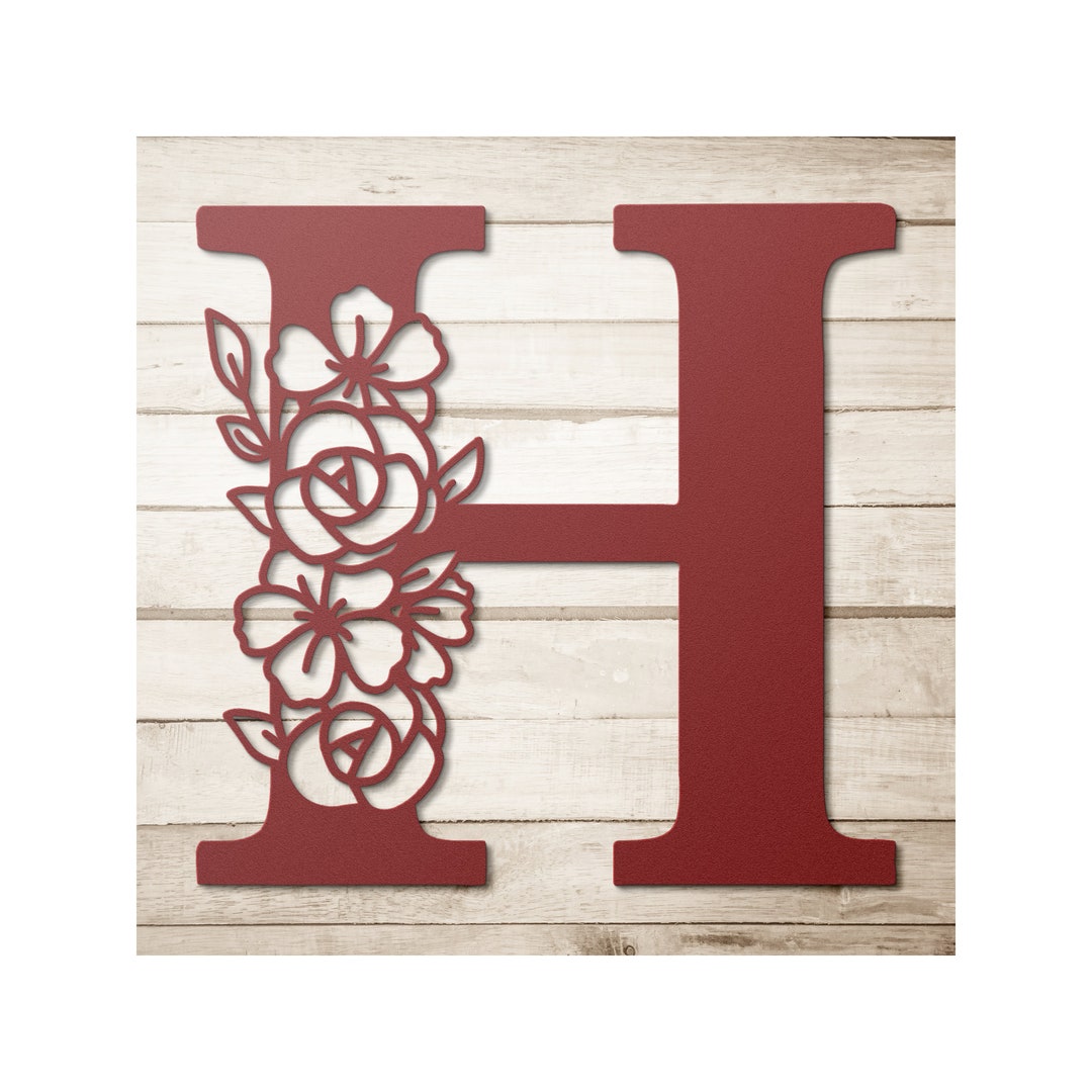Letter "h" Floral Metal Wall Art, Home Decor "h" Wall Art, Large House ...