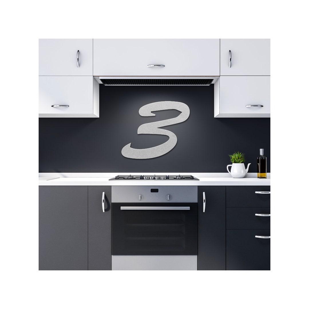 Modern Number "3" Metal Wall Art, Home Decor "3" Wall Art, Large House ...