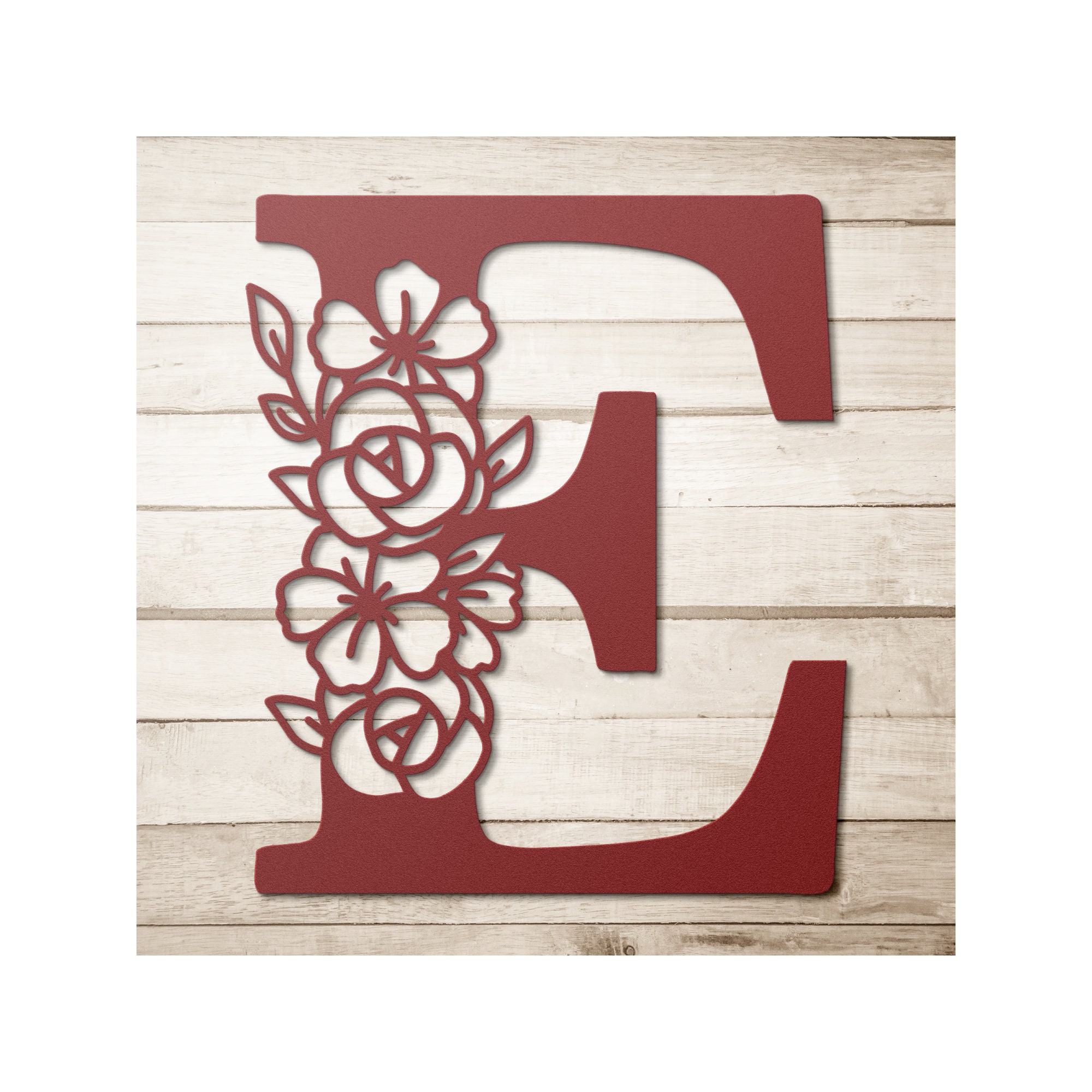 Letter "e" Floral Metal Wall Art, Home Decor "e" Wall Art, Large House ...