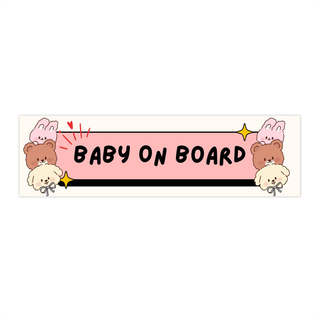 Kawaii Animal Baby on Board Car Bumper Sticker - Etsy