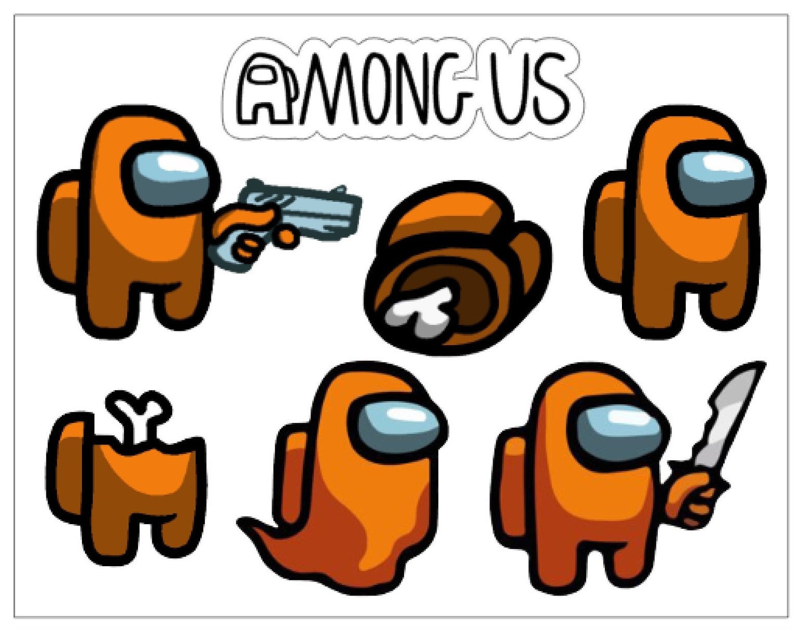 Among Us Sticker Pack Character stickers set by color | Etsy