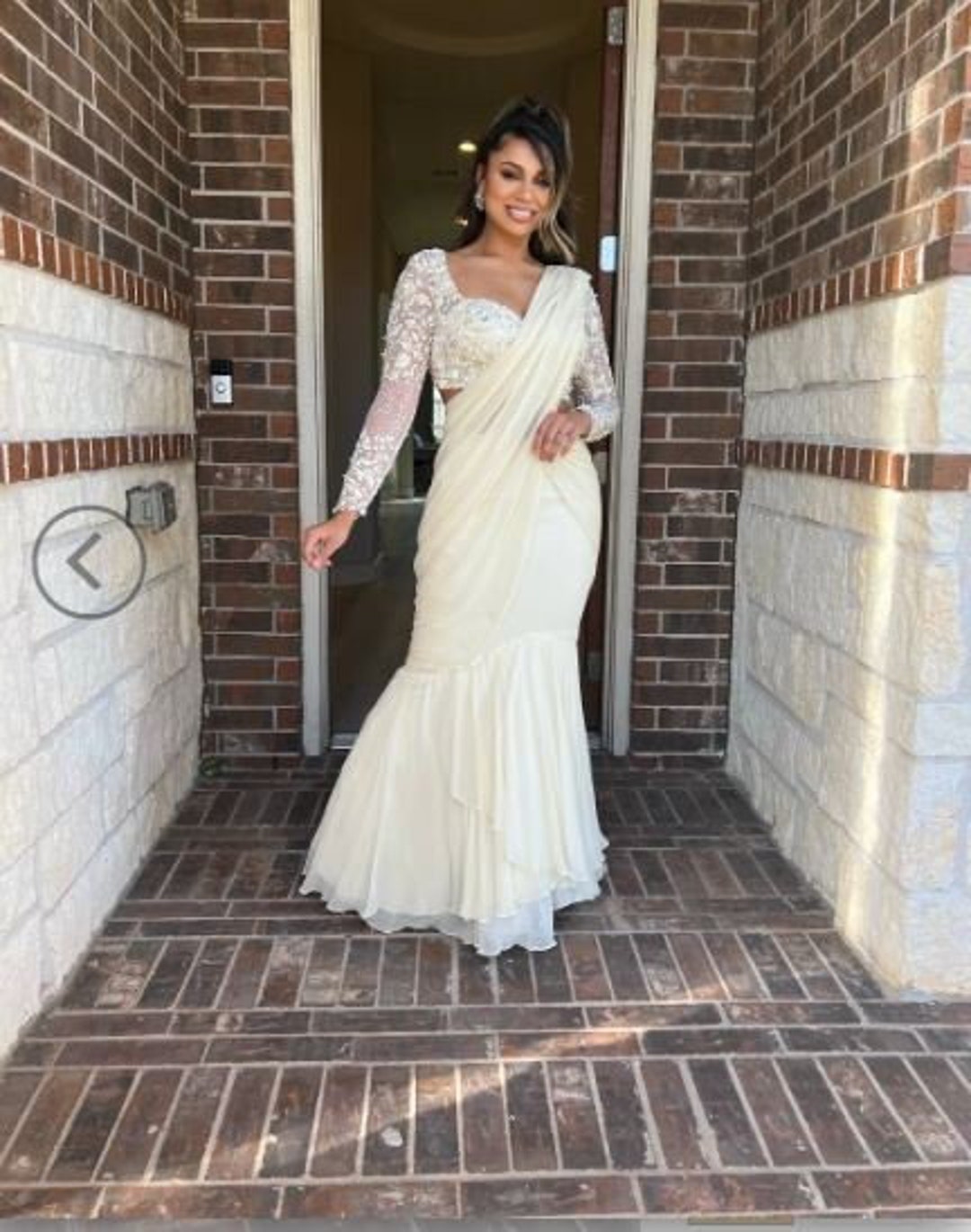 White Designer Pearl Saree With Skirt and Heavy Embroidery Work Blouse ...