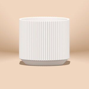 The Ribbed Planter in White, Mid-century Modern Pot With Drainage and ...