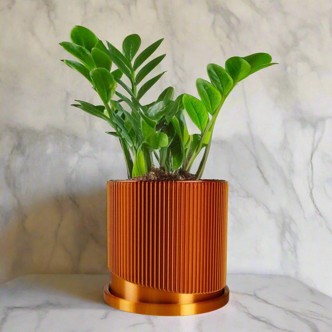 Modern 3D Printed Plant Pot for Plants With Drainage & Saucer - Wave ...