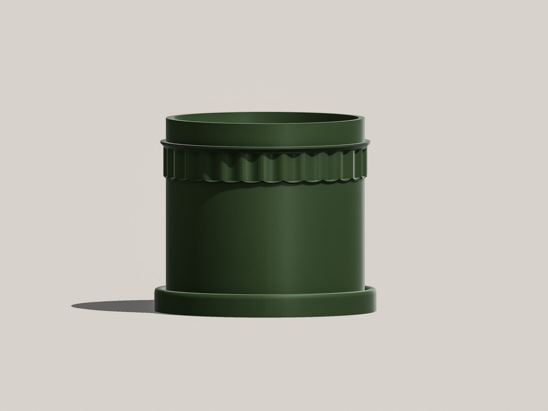 Mid-century Modern Pot in Matte Olive Green, Pots With Drainage and ...