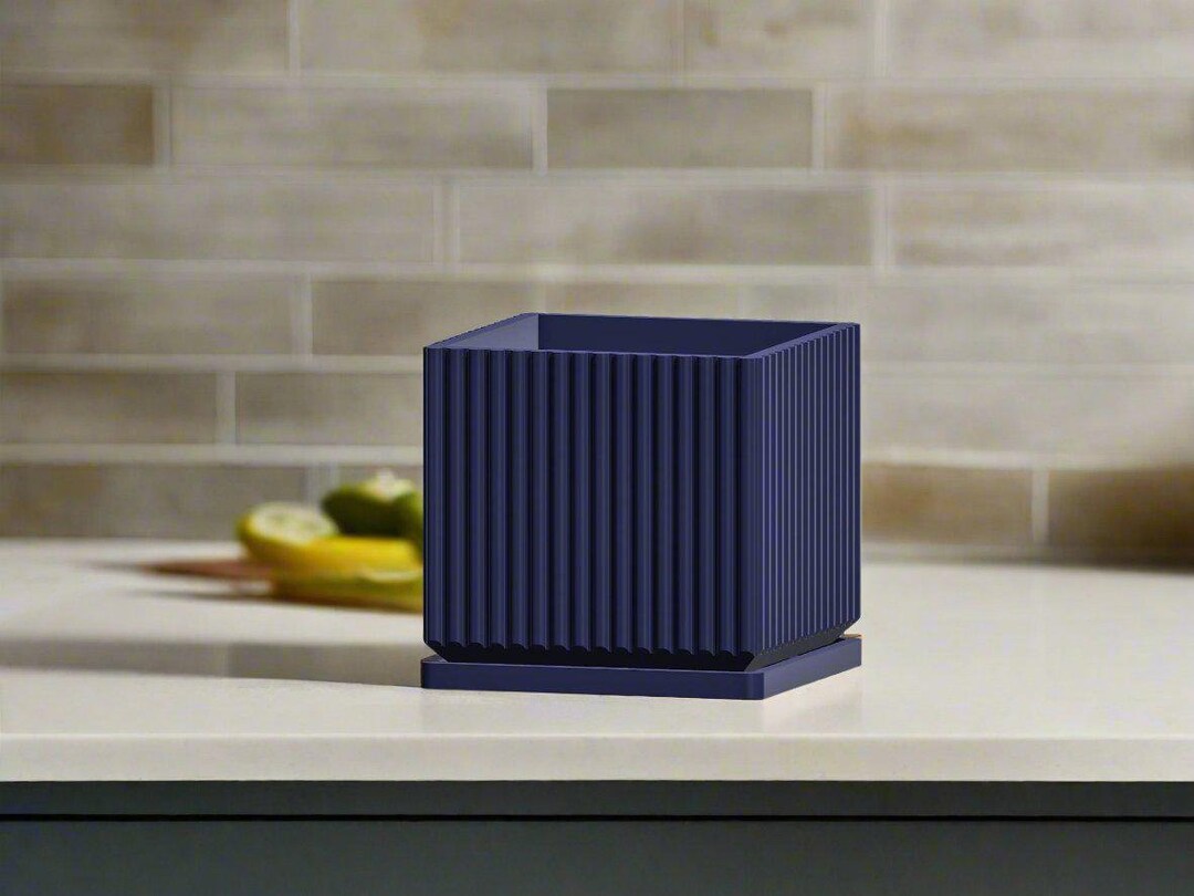 Square Mid Century Modern 3D Printed Planter Pot Pleated, Perfect Fit ...