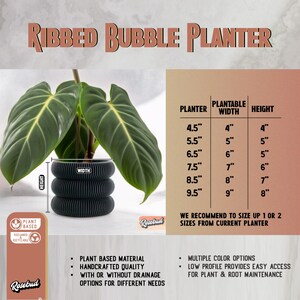 Bubble Plant Pot With Drainage and Saucer, Rib, 21 Colors and 5 Size ...