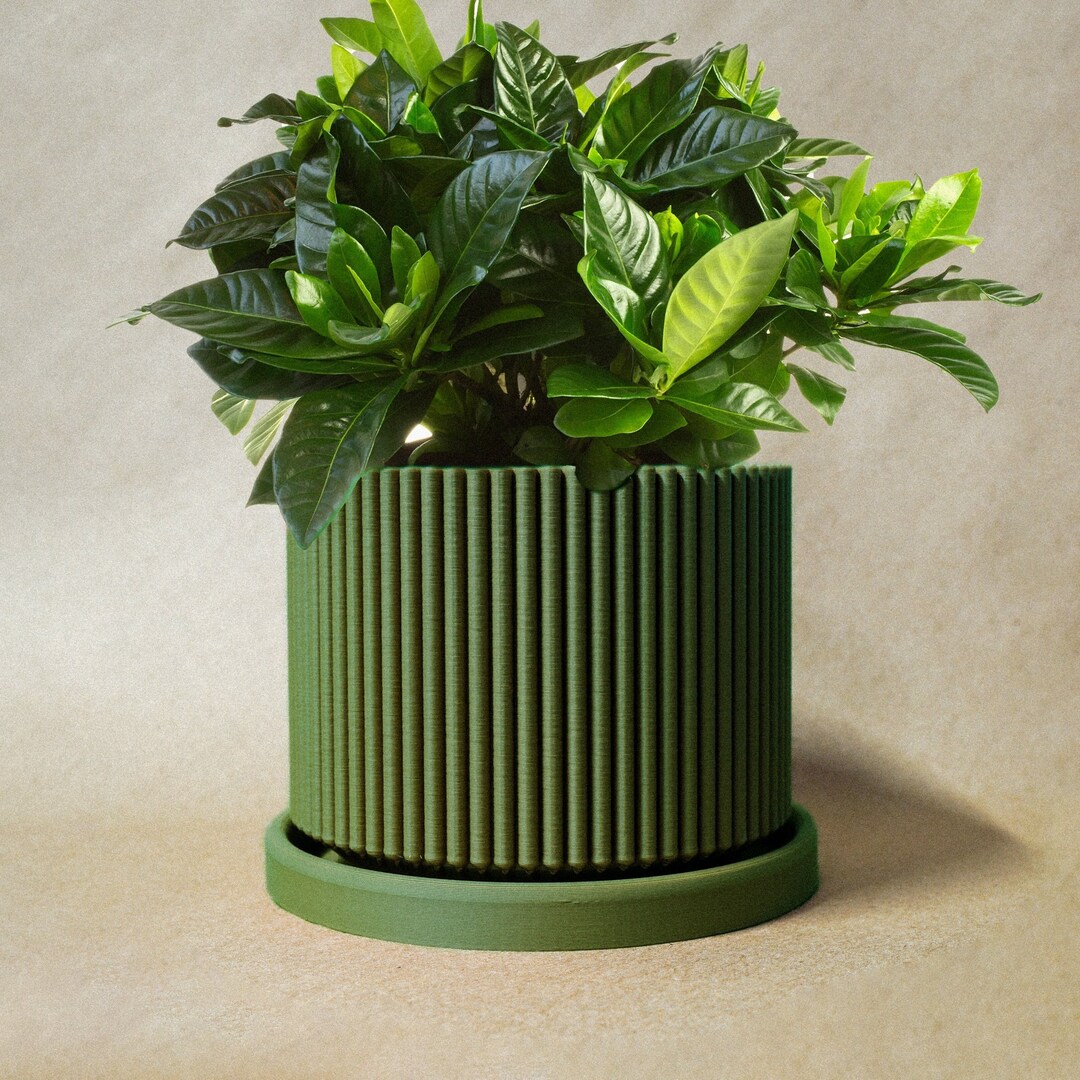 Mid-century Modern Pot in Matte Olive Green Pots With - Etsy