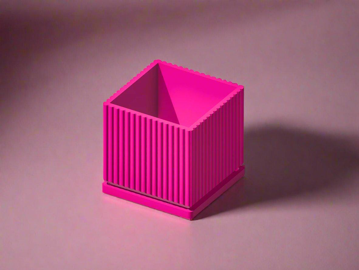 Square Mid Century Modern 3D Printed Planter Pot Pleated, Perfect Fit ...