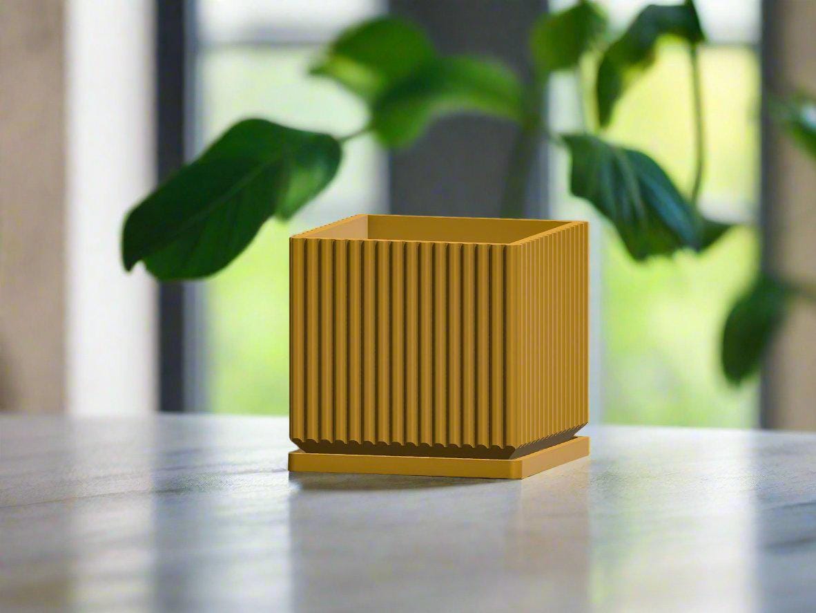 Square Mid Century Modern 3D Printed Planter Pot Pleated, Perfect Fit ...