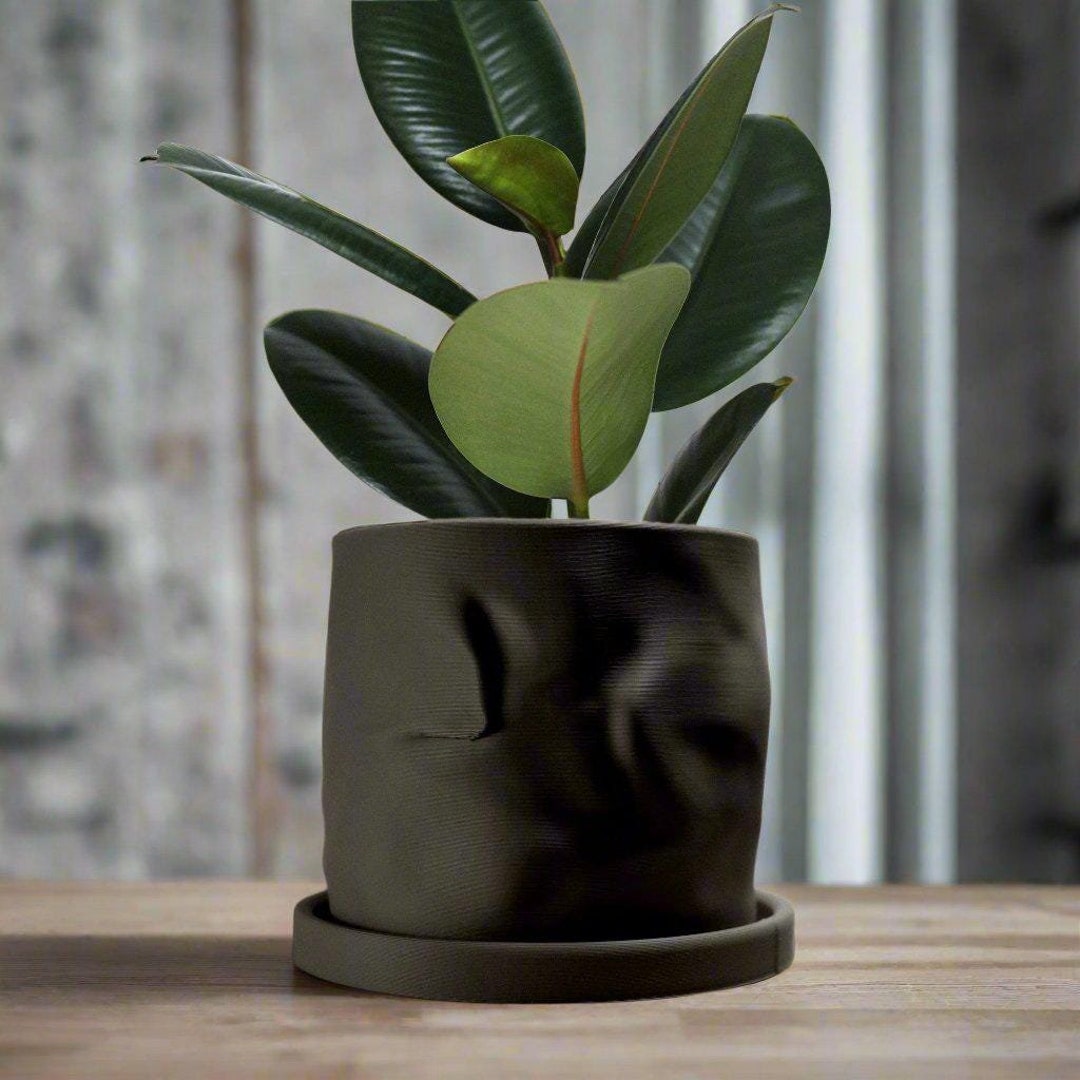 Unique Plant Pot With Drainage in Matte Black, Arezzo Small Plant Pots ...