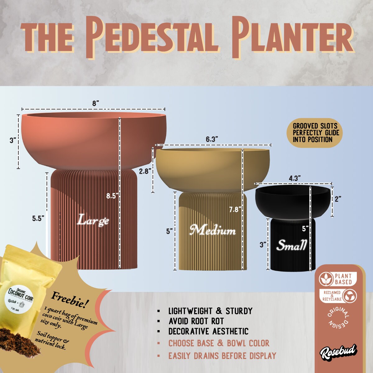 The Pedestal Plant Pot With Stand and Water Catch for Indoor Bonsai Pot ...